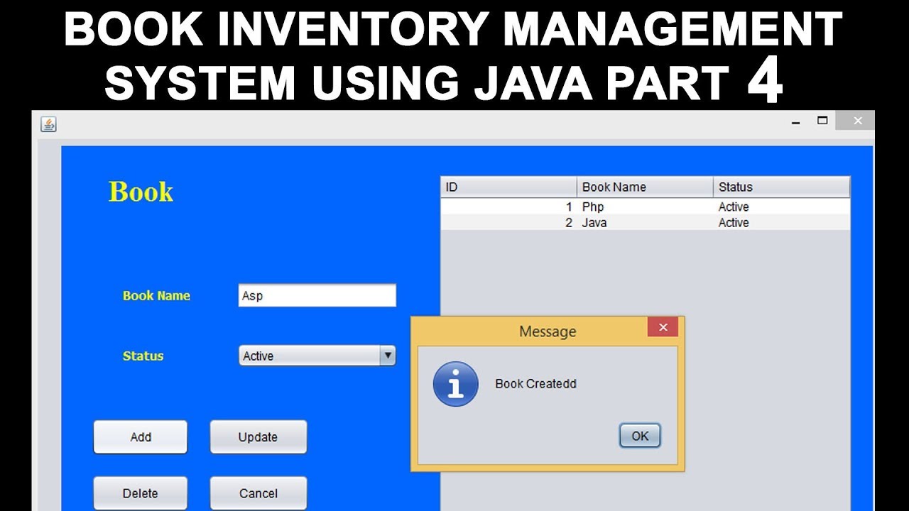 Book inventory management System Using Java Part 4