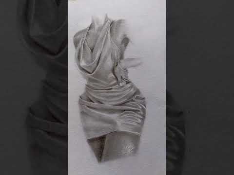 Silk Dress Realistic Sketch | Silk dress Drawing #shorts
