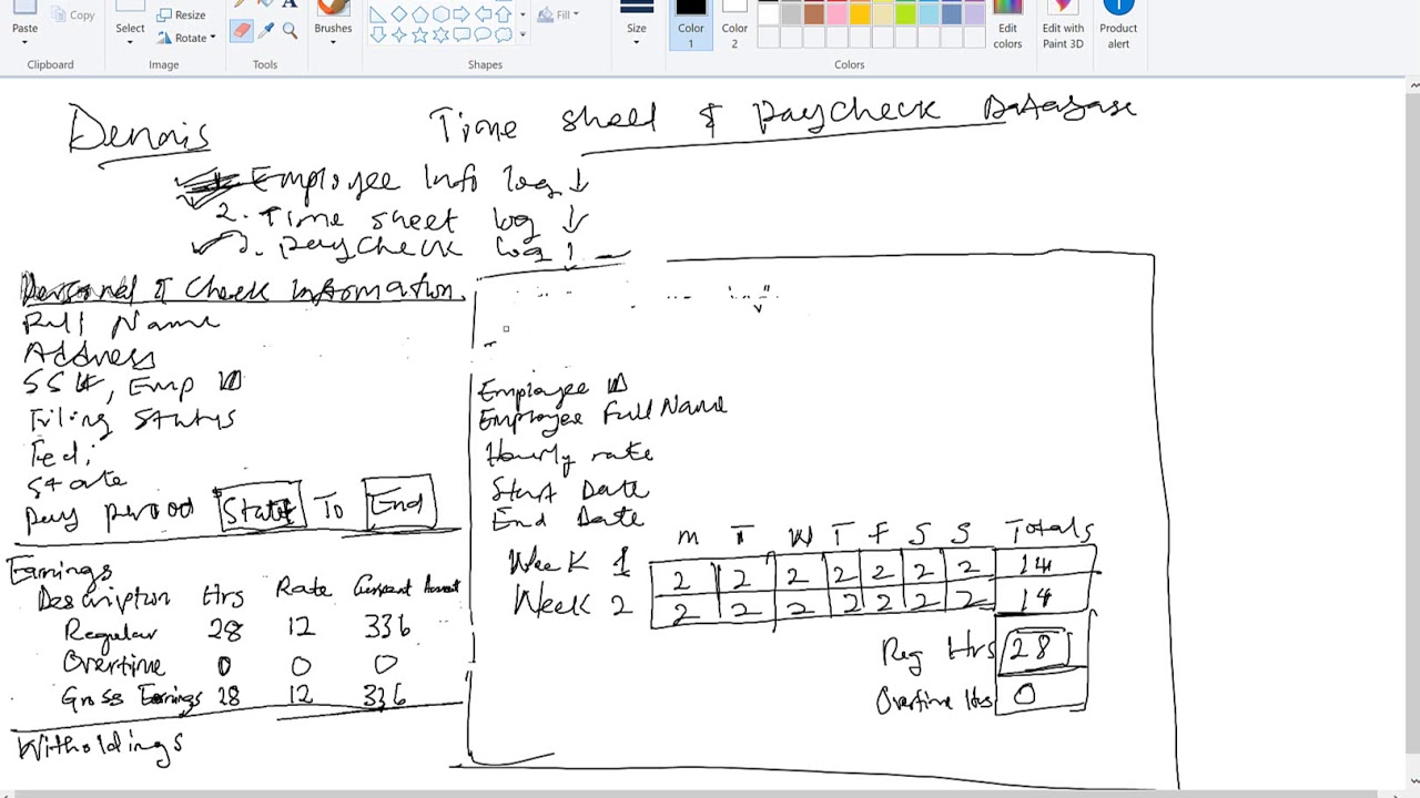 Employee Time Sheet & PayCheck Database 2