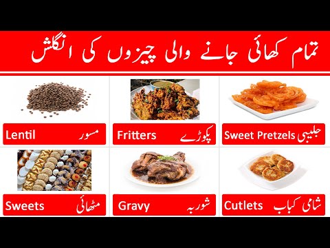 All Food Vocabulary Words with meanings in Urdu For ielts and Daily Use English Speaking