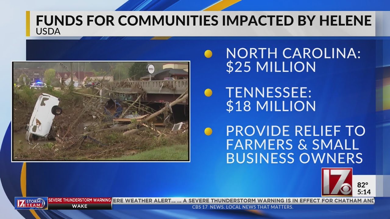 USDA to provide funding for Helene recovery in NC, TN