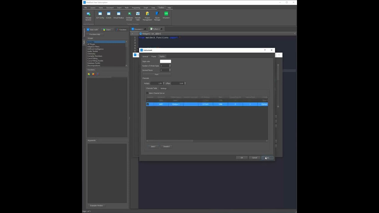 MatDeck Python Instruments and Channels