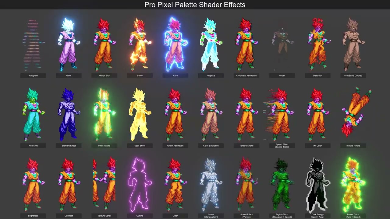 Pro Pixel Palette Exanple All Shader Effect