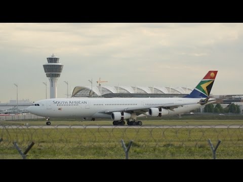 South African Airways Airbus A340-313 ZS-SXC arrival at Munich Airport Ankunft München Flughafen