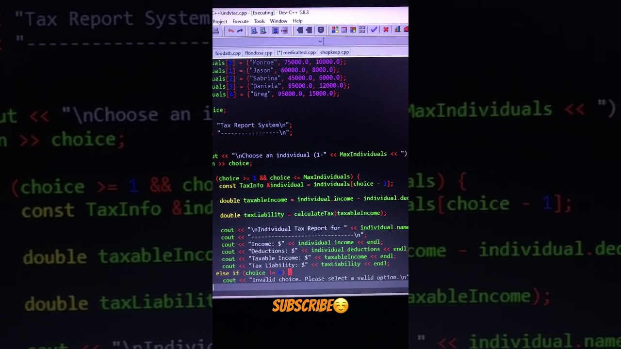 individual tax IDE dev c++ #devcpp
