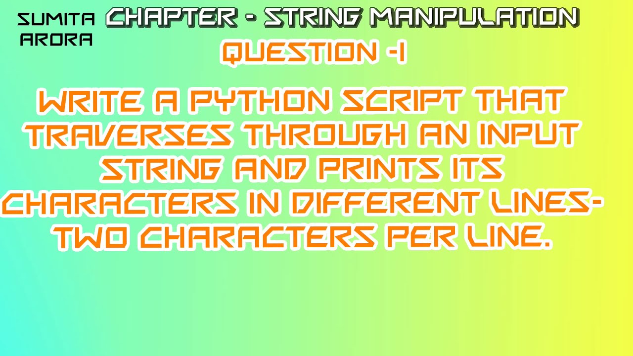 Write Python script that traverses through input string and prints its characters