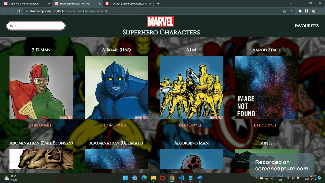 Superhero Hunter | HTML, CSS, and vanilla JS | CN-Project