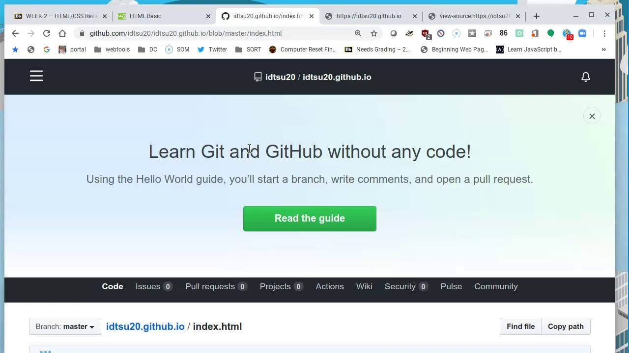 Create an Index Page in GitHub