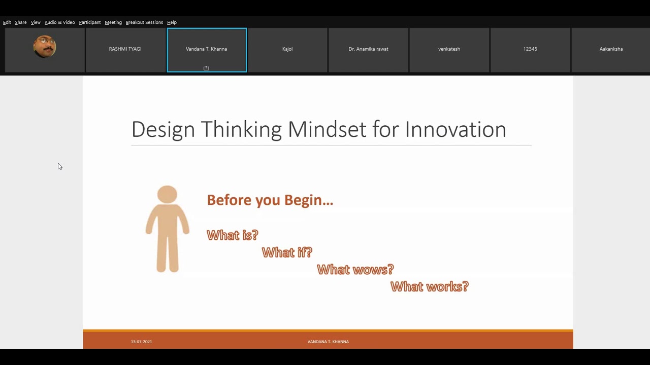 Design Thinking and Innovation by Prof  Vandana Khanna, KJSIM at FDP on Innovation Management @IIITA