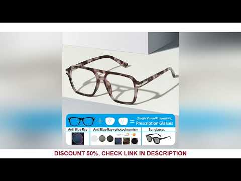 LOERHUNAR 2025 New Large Frame Double Beam Classic TR90 Glasses Woman and Men Anti Blue Light With P