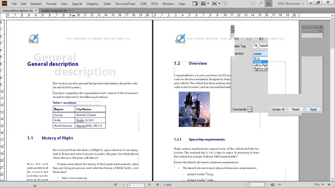 FrameMaker XML Author 2015: Bidirectional content flipping