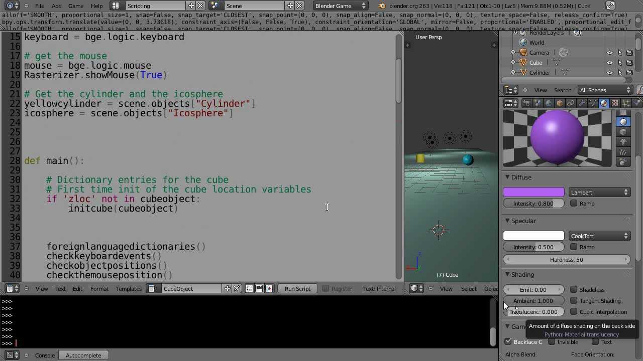 Blender Tutorial - Python Game Engine Programming - Part 10