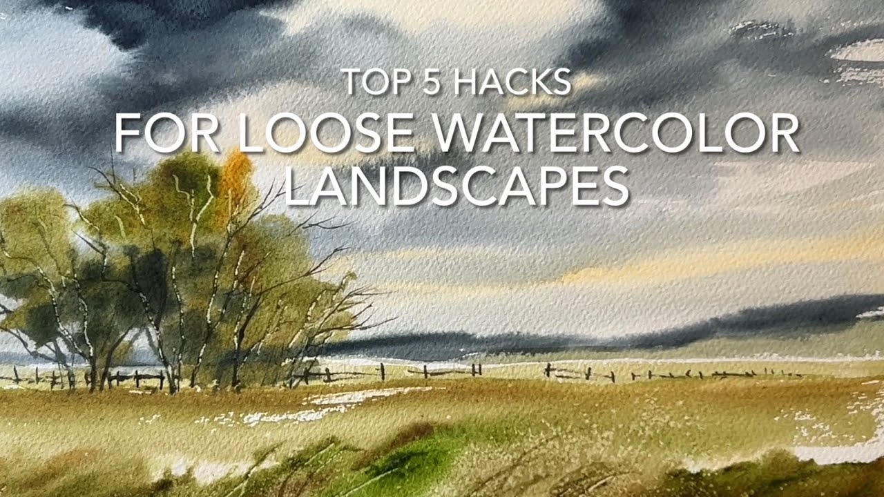 5 TOP TIPS BEGINNERS NEED for WATERCOLOR Landscape Painting! Summer Stormy sky, Tips & Techniques
