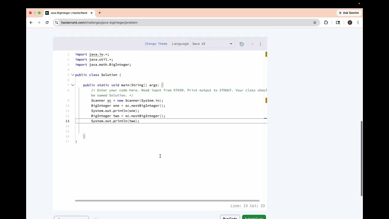 Hackerrank Java BigInteger