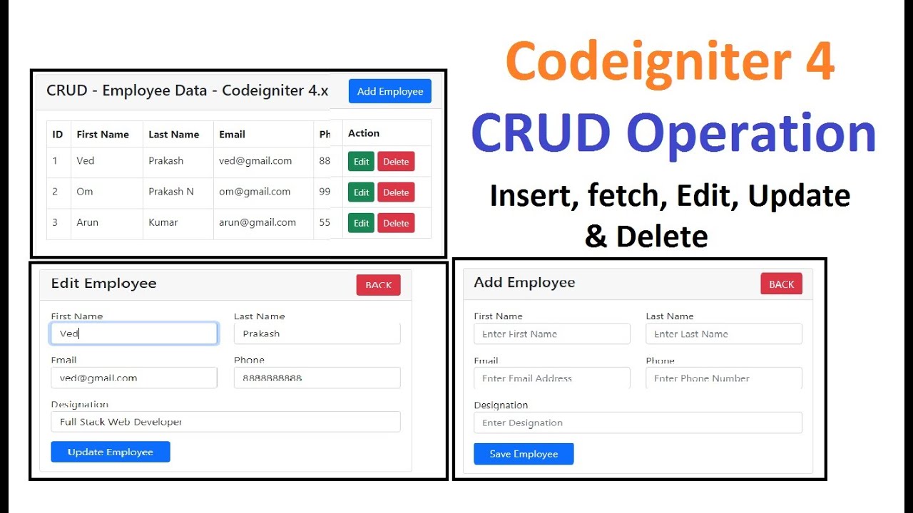 Codeigniter 4 CRUD Operation | CRUD Application in Codeigniter 4