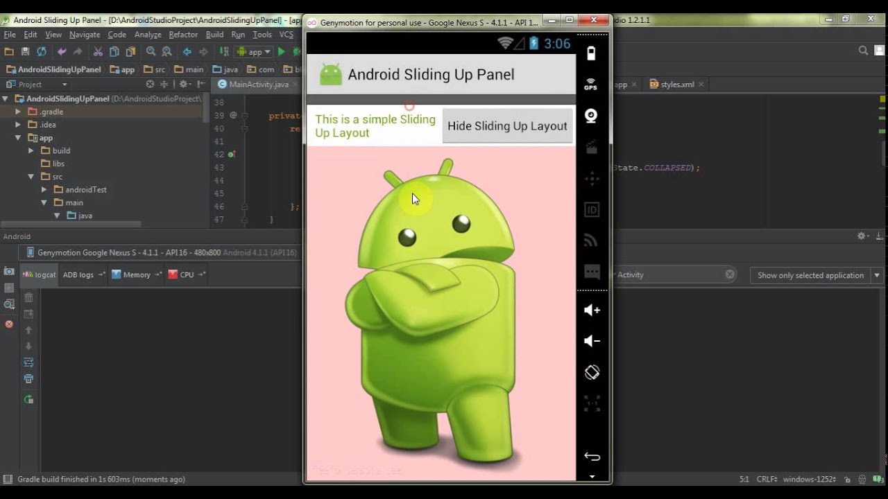 Android Sliding Up Panel Simple Example
