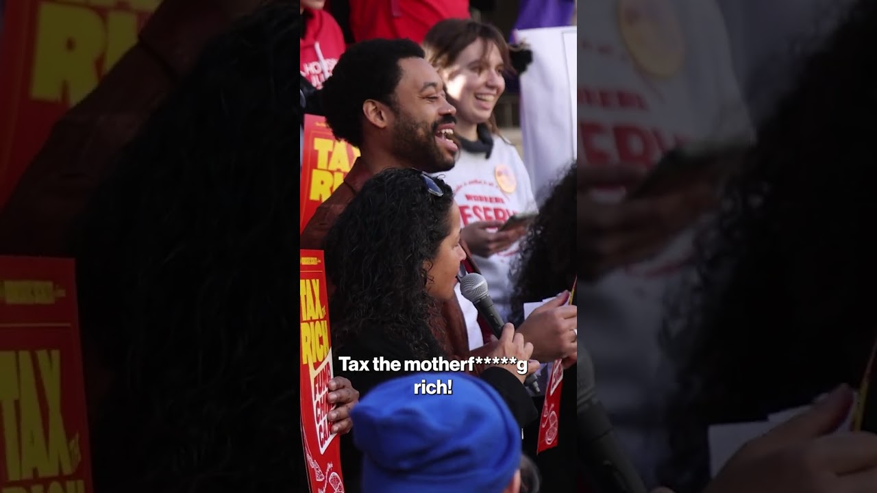 NYC Democratic Socialists hold tax the rich rally in Union Square #shorts