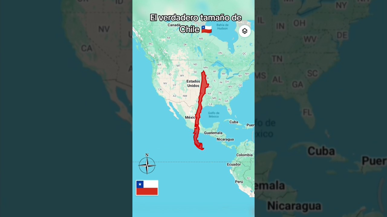 The true size of Chile #map #flags #countryballs #geography #history #chile