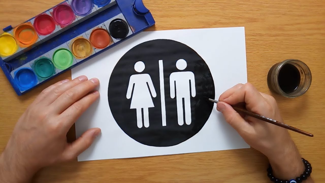 How to draw a WC sign - Restroom symbol - Toilet icon - Lavatory pictogram