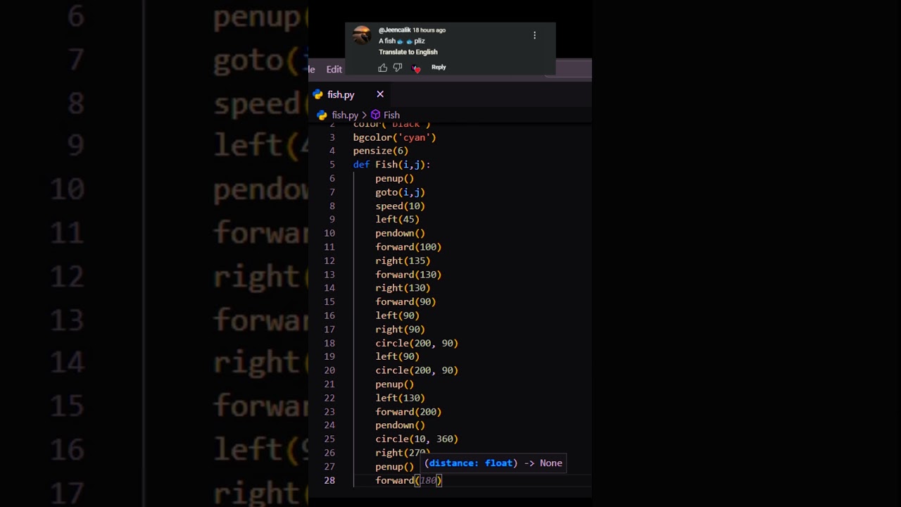 Draw a Fish Using  Python Turtle  #python #shorts
