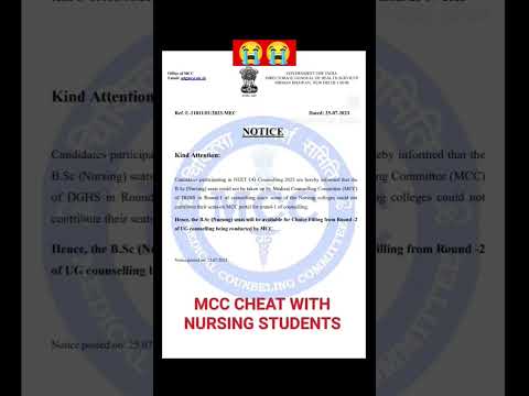 NO MCC Counselling for B.sc nursing in Round -1 😭😭 #mcc #short #shorts #bscnursing2023 #new #neet