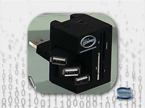 USB 2.0 Portable 3-Port Hub & Card Reader Combo
