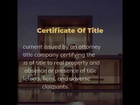 Certificate Of Title | Real Estate Glossary