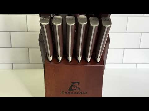 Ultimate 15-Piece German Steel Knife Set 🔪 | CoquusAid 15° Beveled Block & Sharpener Review