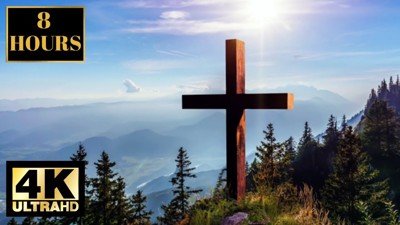 Beautiful Cross With Relaxing Music For Praying Wallpaper Screensaver Background 4K 8 HOURS