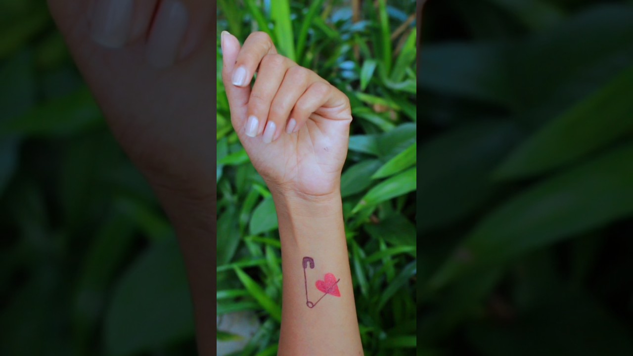 1 Minute Easy Safety Pin Tattoo Art 🧷#art #tattoo #shorts