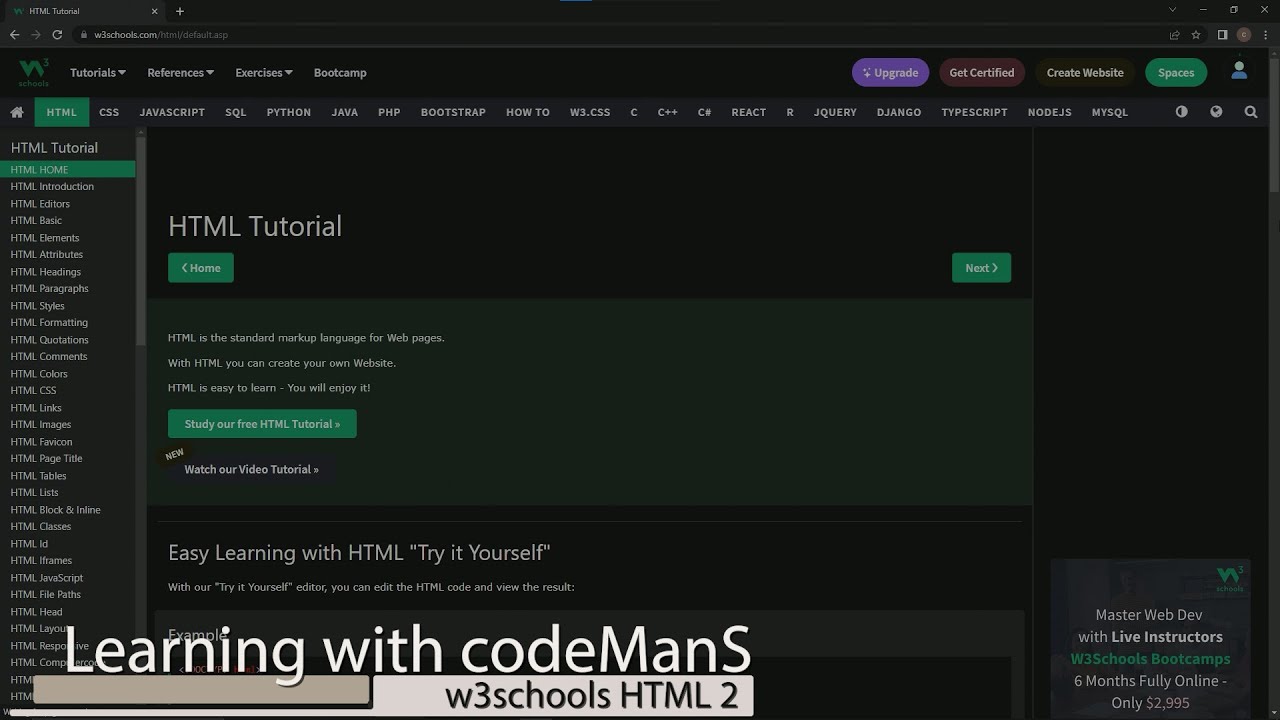 (SCRAPPED) Master HTML with W3Schools: Course Overview