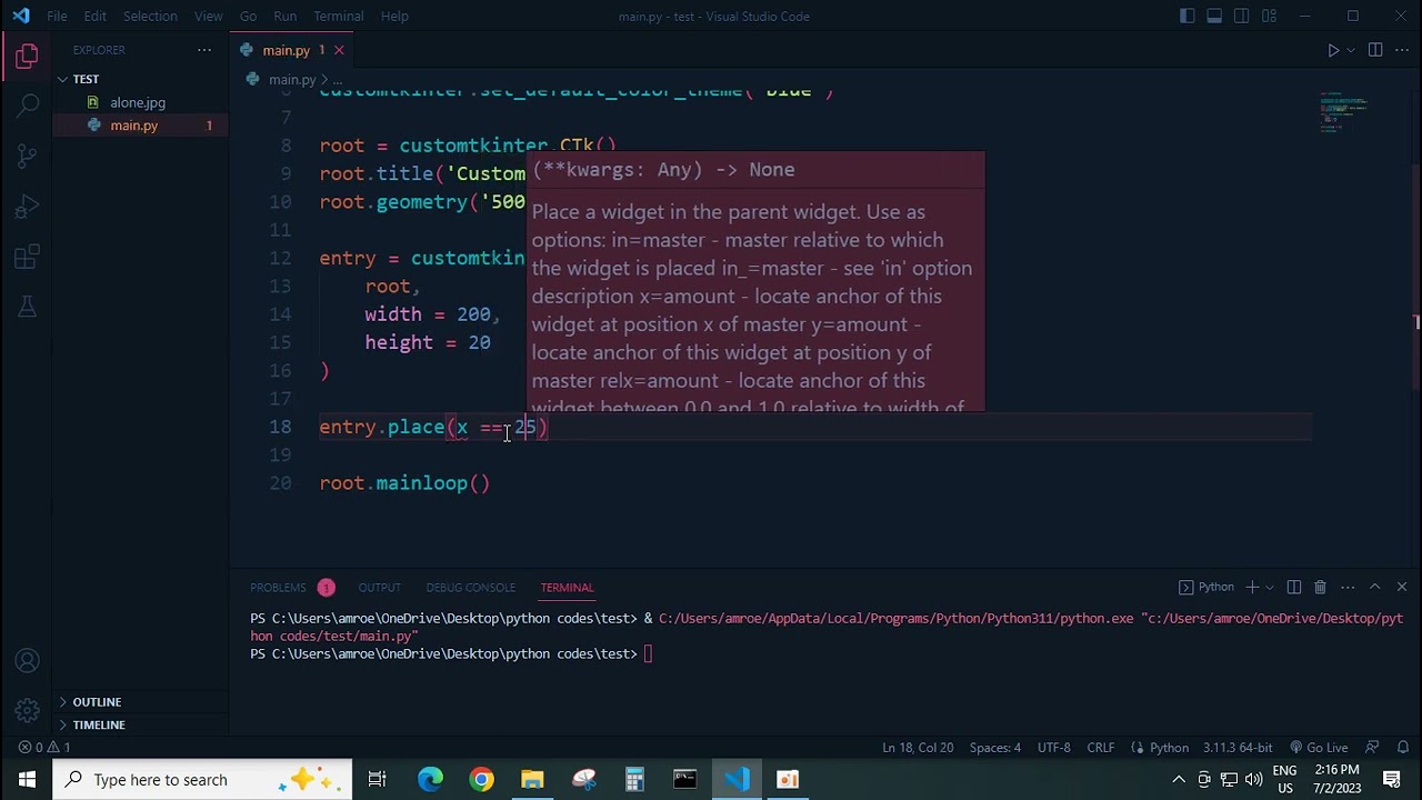 Customtkinter   Entry CTkEntry