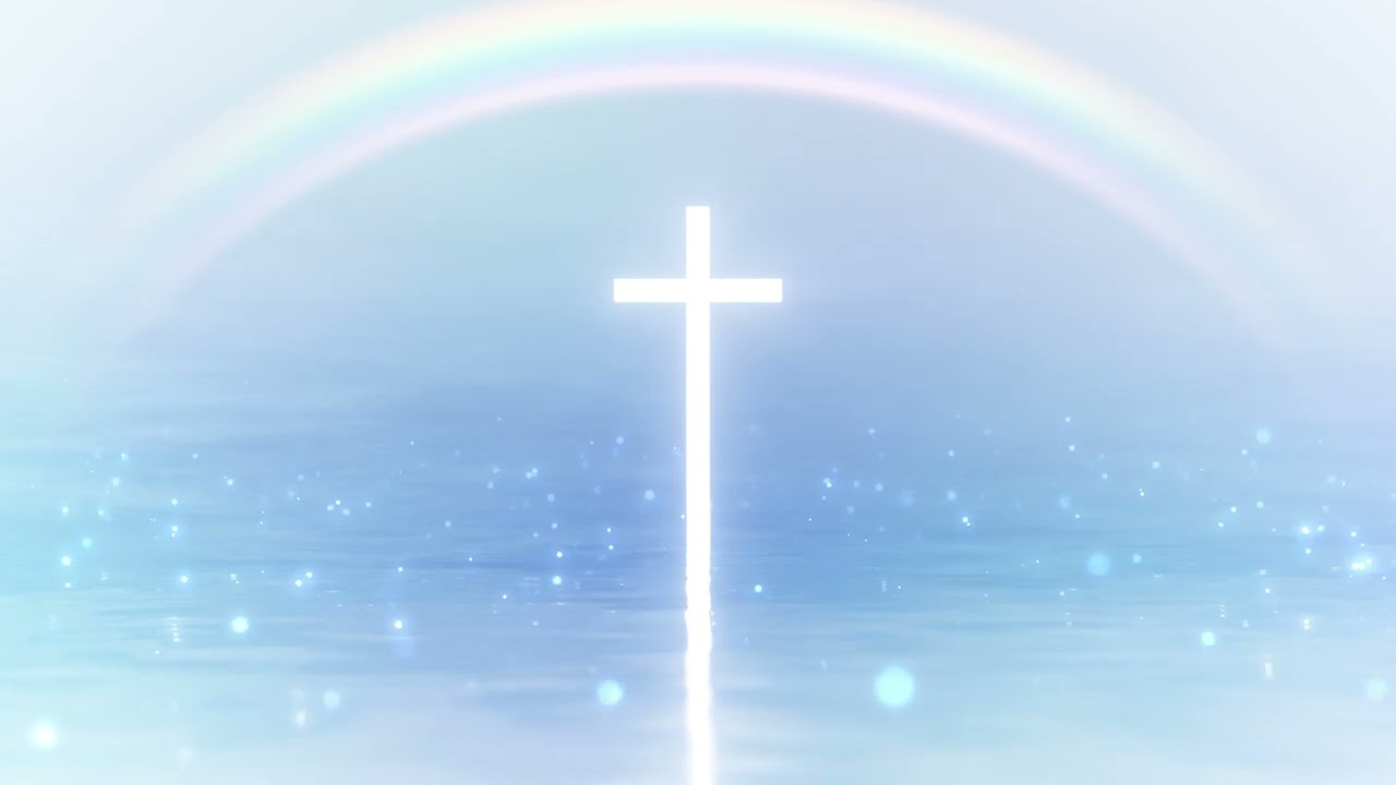 1 Hour Baptism Background | Peaceful Cross with Rainbow | 4K Christian Meditation Video