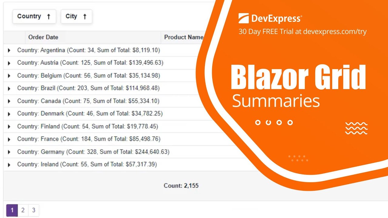 Blazor Grid: Total and Group Summaries