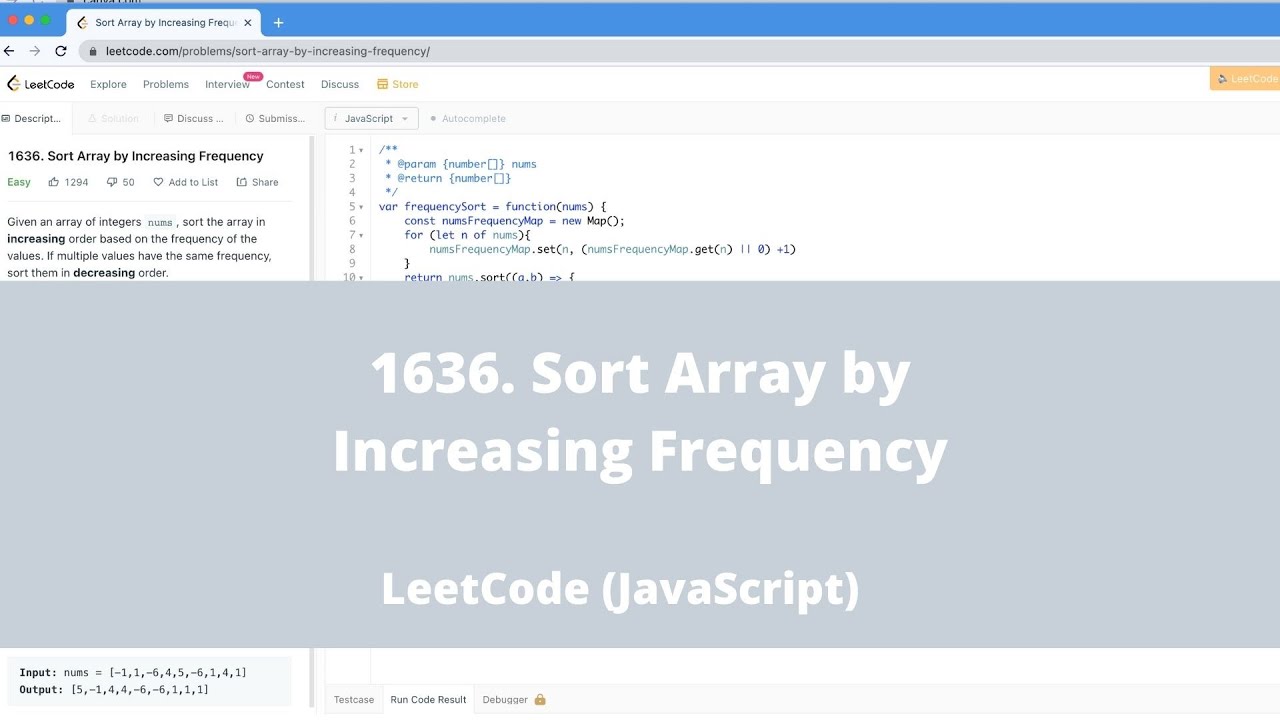 1636. Sort Array by Increasing Frequency - LeetCode JavaScript