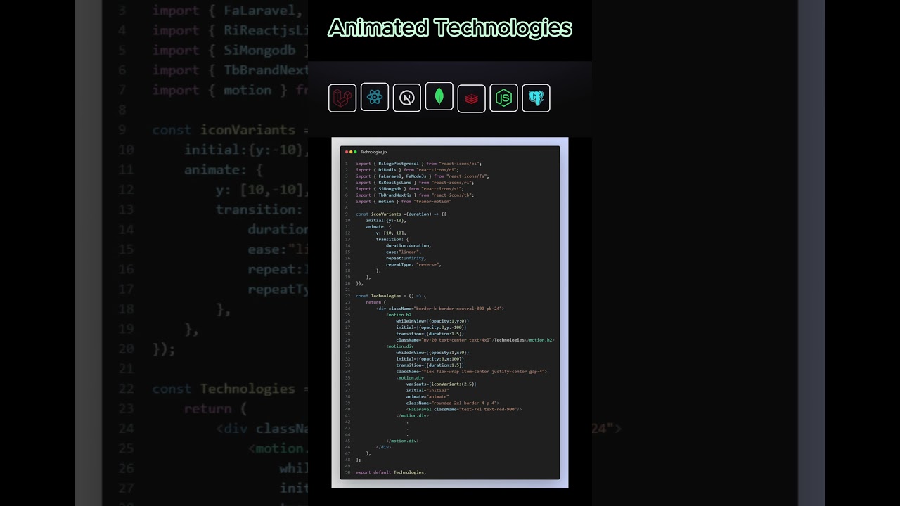 Animated Icon #html #css #tailwindcss #technology #portfolio #reactjs #developer #programming #js