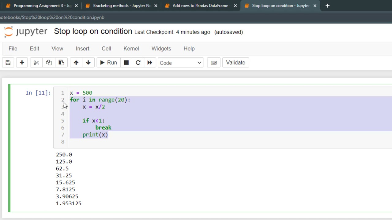 Exit a loop on Condition in Python
