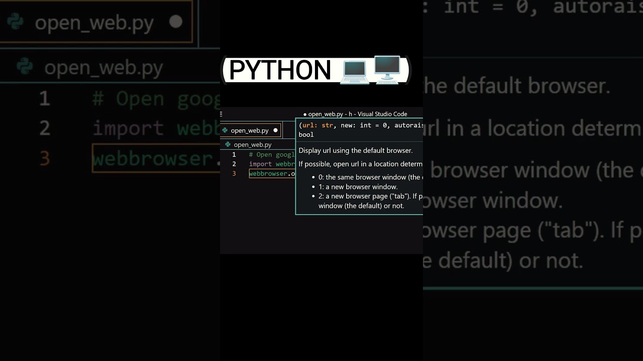 Python. Open any website || #shorts