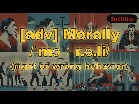[adv] Morally meaning (right or wrong behavior) with 5 examples