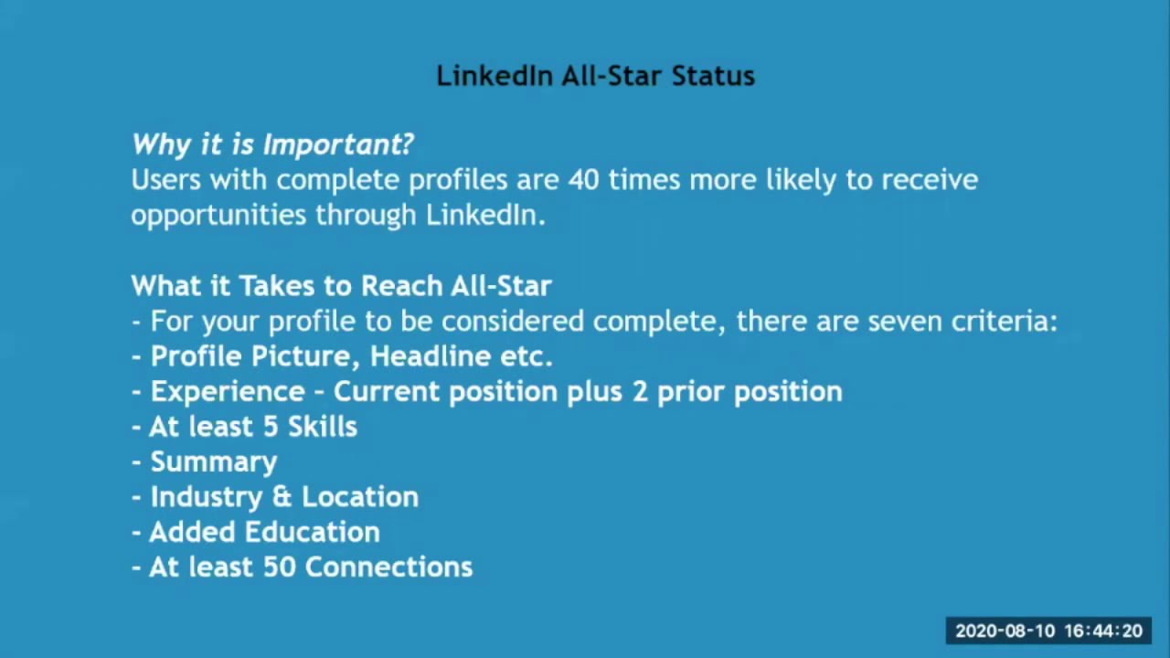 How to get a LinkedIN All - Star Status by Team TKG #LinkedIn #LinkedINLearning #LinkedINTips