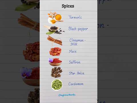 Name of Spices in English ๐ฉโ๐ซ๐ฏโ
๏ธ #english #education #grammar #englishtips