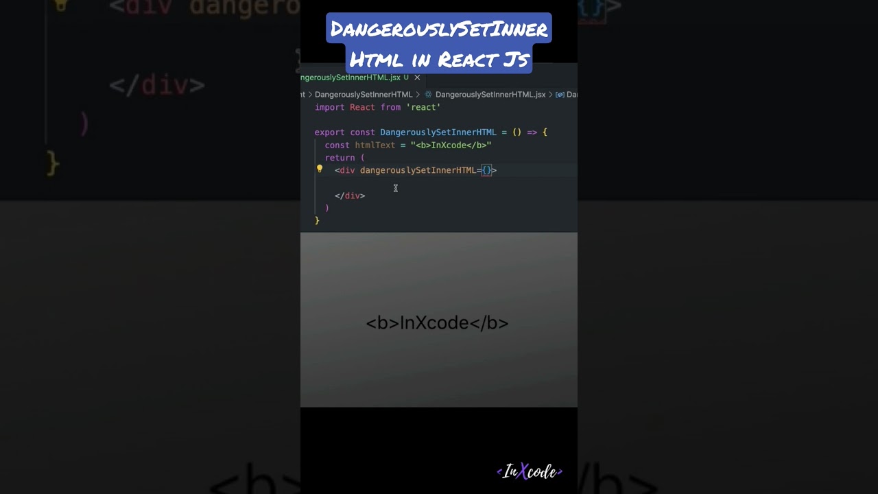 👹DangerouslySetInnerHtml in ReactJs ⚛ | #reactjs #ytshorts #html #reels #viral #coding #shorts