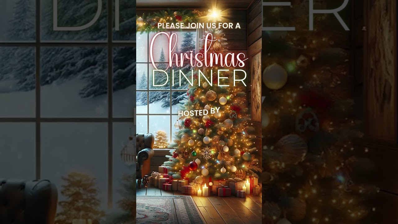Gold Christmas Dinner Animated Video Invitation | Editable Canva Template