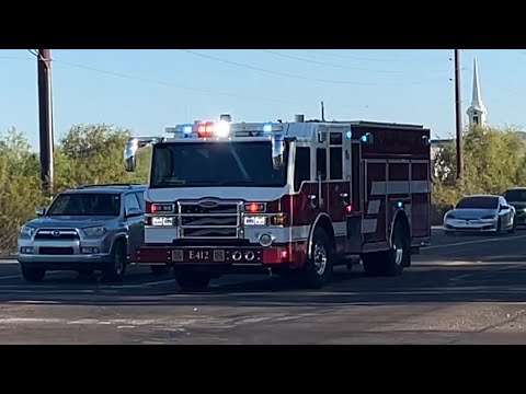 Major Emergency Vehicle Response In Queen Creek Including Many Types Of Emerg Vehicles & Departments