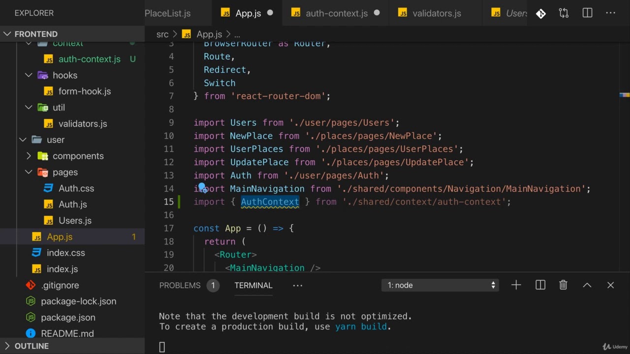 Adding Auth Context for App wide State Management
