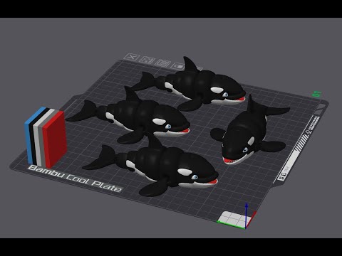 Bambu Lab X1 Carbon - Four Flexy Orca Killer Whales - Timelapse in 4k