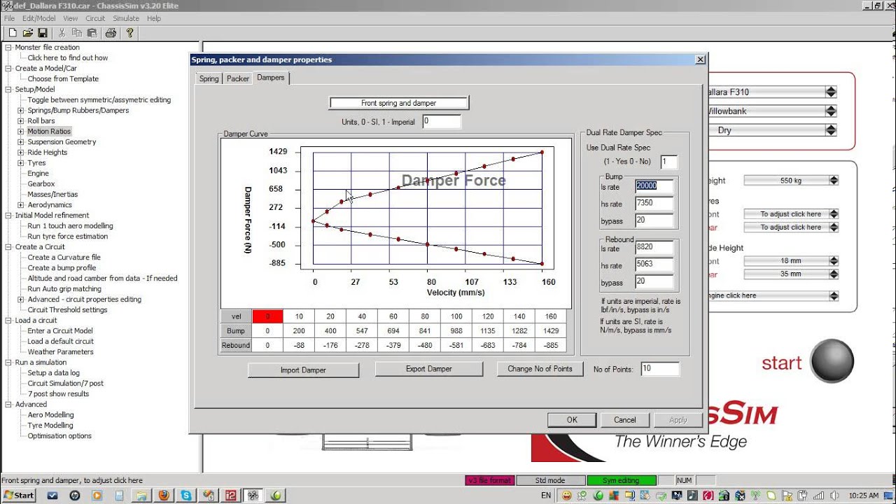 Optimising setups using the ChassisSim Optimisation toolbox