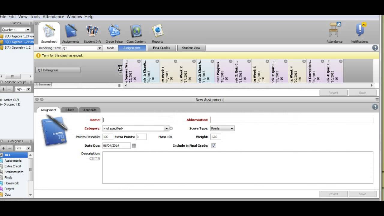 PowerSchool: Setting Up Your Gradebook
