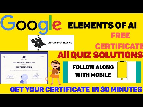 Google Ai Certification Quiz Answers |Elements Of Ai|Get Your Certification in 30 minutes |