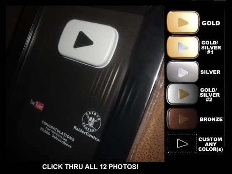 you can buy $30 YouTube Replica Play Button Plaque Sub Award Fake Faux Silver Gold Frame Picture